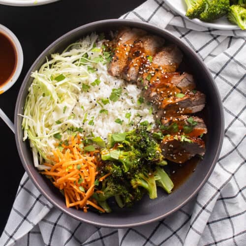 Hoisin Pork Rice Bowls with Zippy Gochujang Sauce | Plan. Eat. Post ...