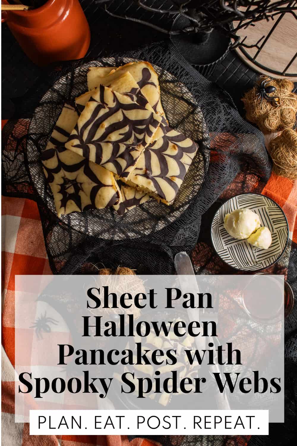 Sheet Pan Halloween Pancakes with Spooky Spider Webs | Plan. Eat. Post ...